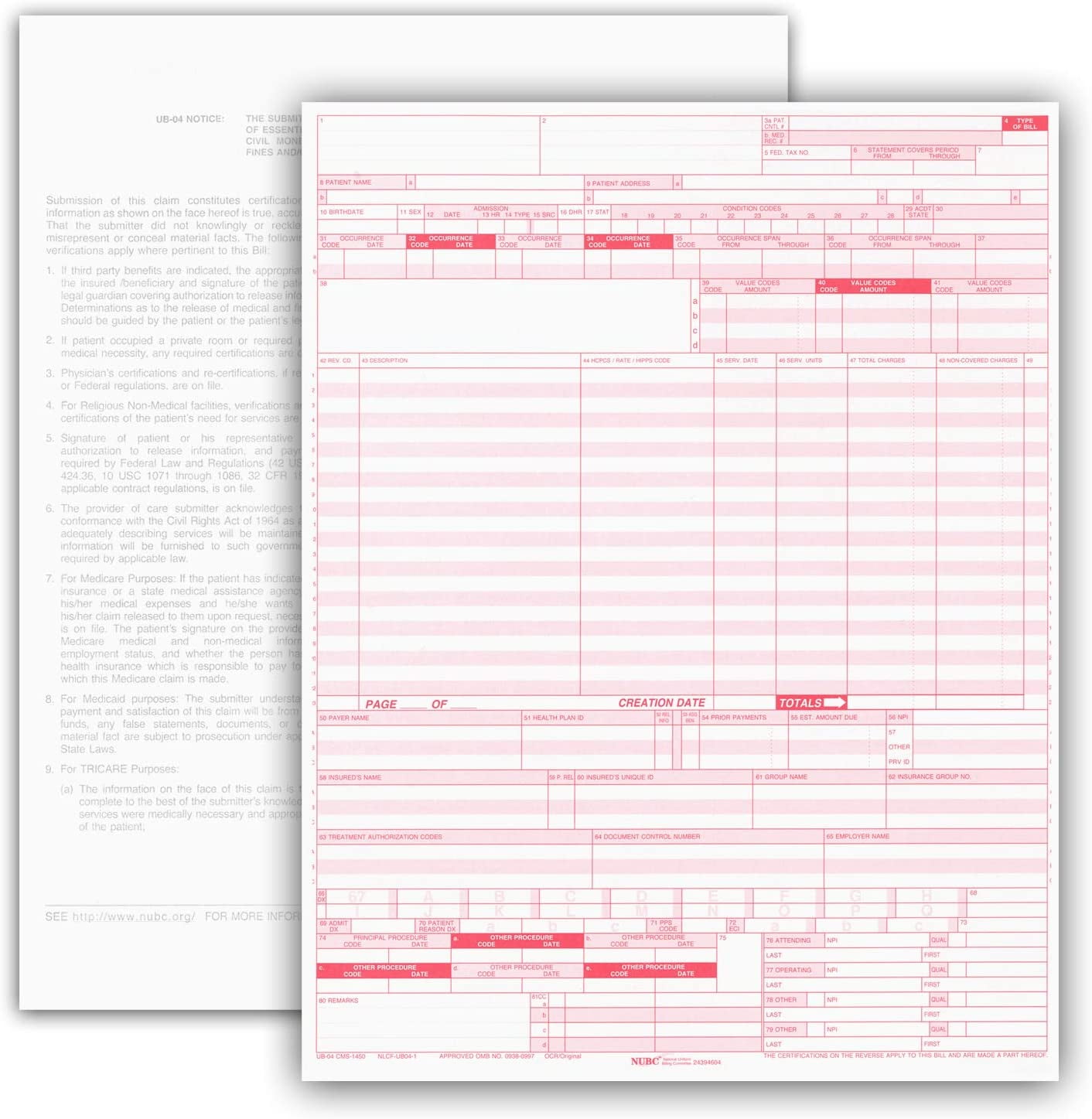 UB-04 Hospital Claim Form Laser-Cut Sheet (2,500/case) - Walmart.com