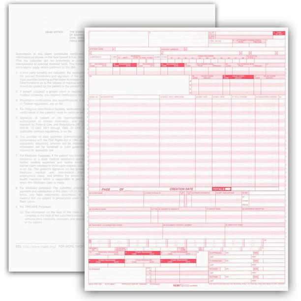 UB-04 Hospital Claim Form Laser-Cut Sheet (2,500/case) - Walmart.com