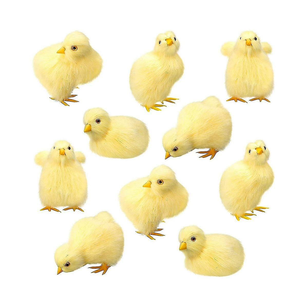 10 piezas de pollitos de Pascua JINMJMXG Mini pollo de peluche amarillo ...