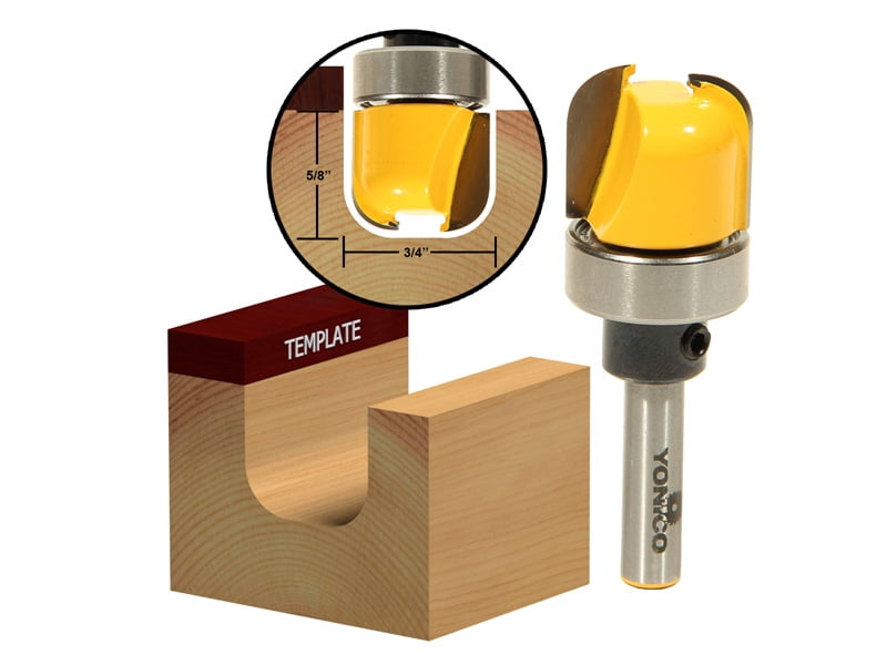 Yonico Round-Nose Template Router Bit - 3/4" W X 5/8" H - 1/4" Shank ...