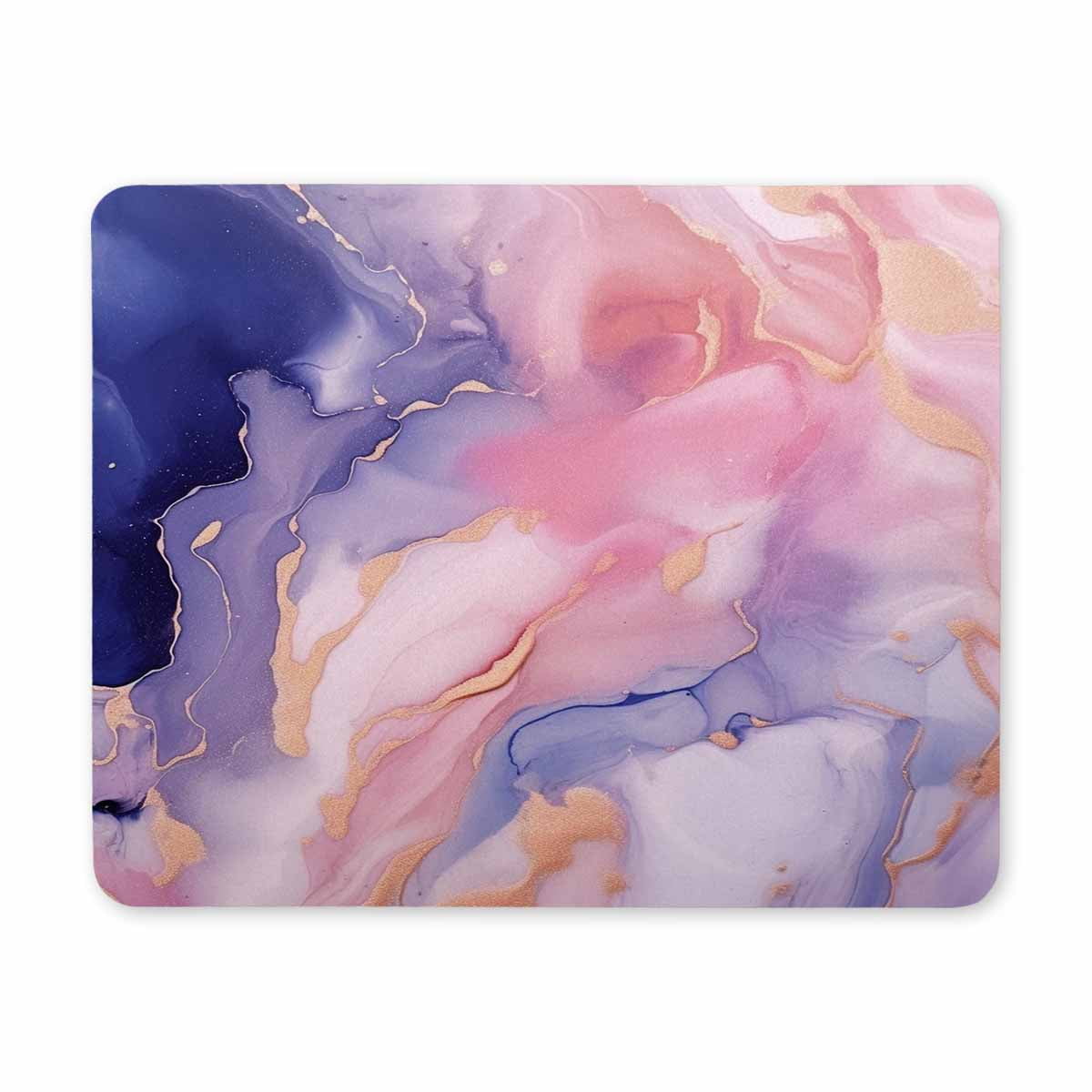 Blue Pink Marble Mouse Pad, Round Small Mouse Mat, Non-Slip Rubber Base ...