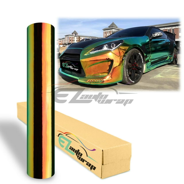 53"x420" Premium Orange Green Neo Chrome Rainbow Holographic Vinyl Wrap ...