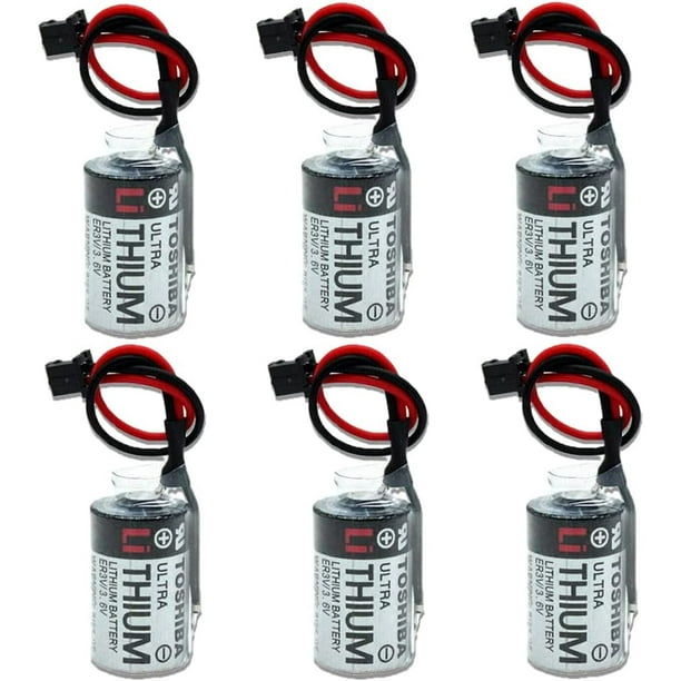 (6 Pack) ER3V 3.6V 1000mAh PLC Lithium Battery Replacement Battery for ...