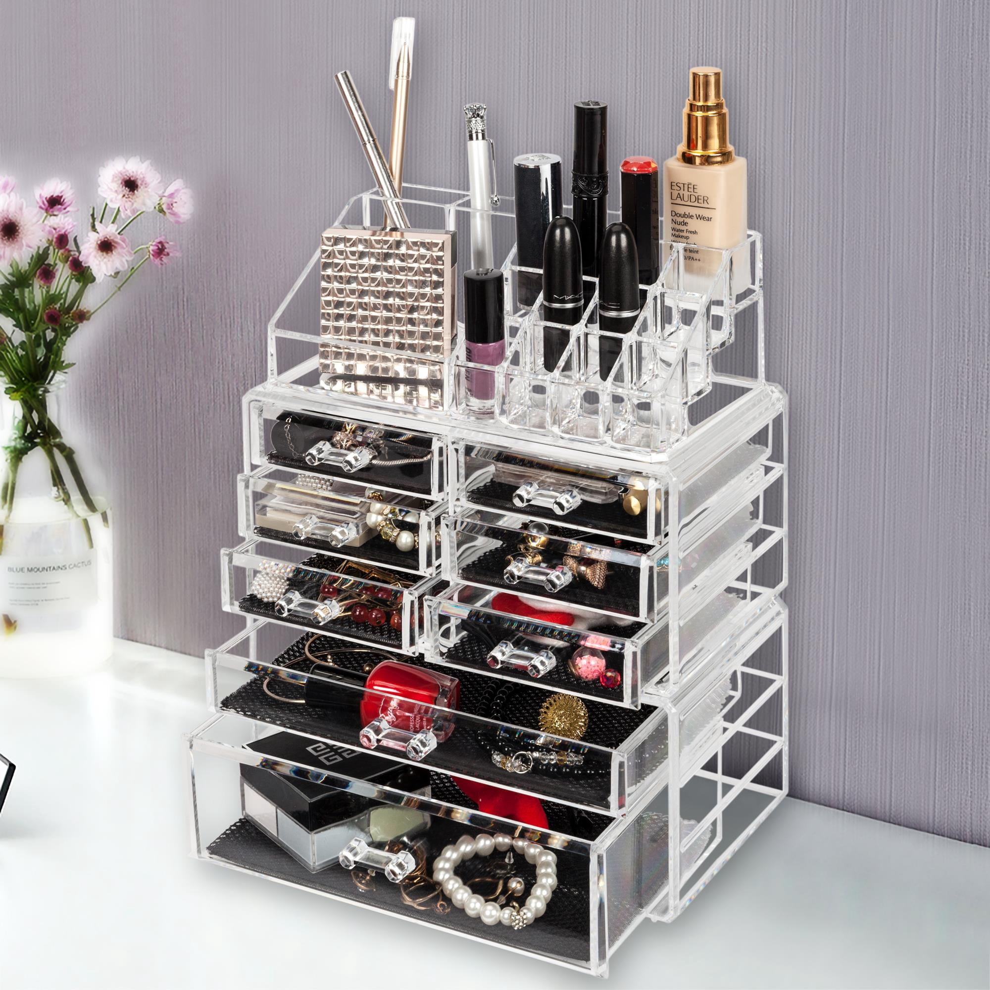 Ikee Design Acrylic Cosmetics Makeup and Jewelry Storage Case Display ...