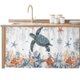 Oceans Cabinet Curtains 32" W x 55" L Coastal Orange Blue Sea Turtles ...