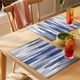 Abstract Grey Cotton Linen Placemats Set of 12, Navy Blue Mottled ...