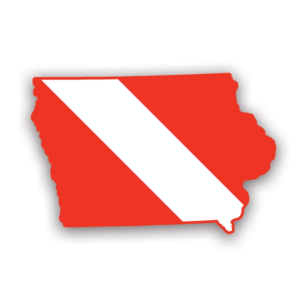 Iowa State Shaped Diver Down Flag Sticker Decal - Self Adhesive Vinyl - Weatherproof - Made in ...
