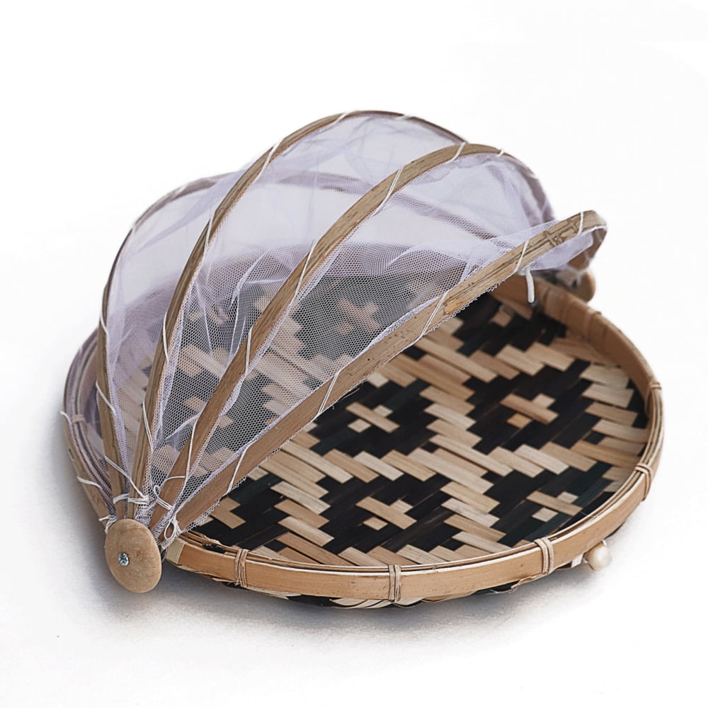 Hand-Woven Meals Storage Container Container Basket with Mesh Cover for ...