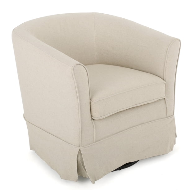GDF Studio Tiffin Contemporary Upholstered Swivel Club Chair, Natural ...