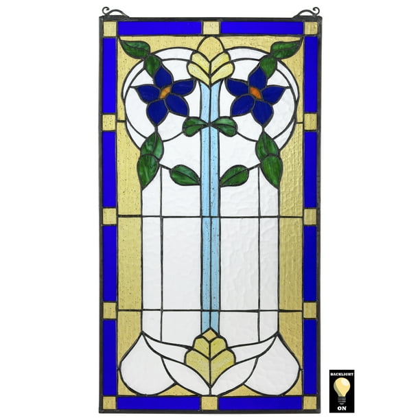 Design Toscano Primrose Art Nouveau Tiffany-Style Stained Glass Window ...
