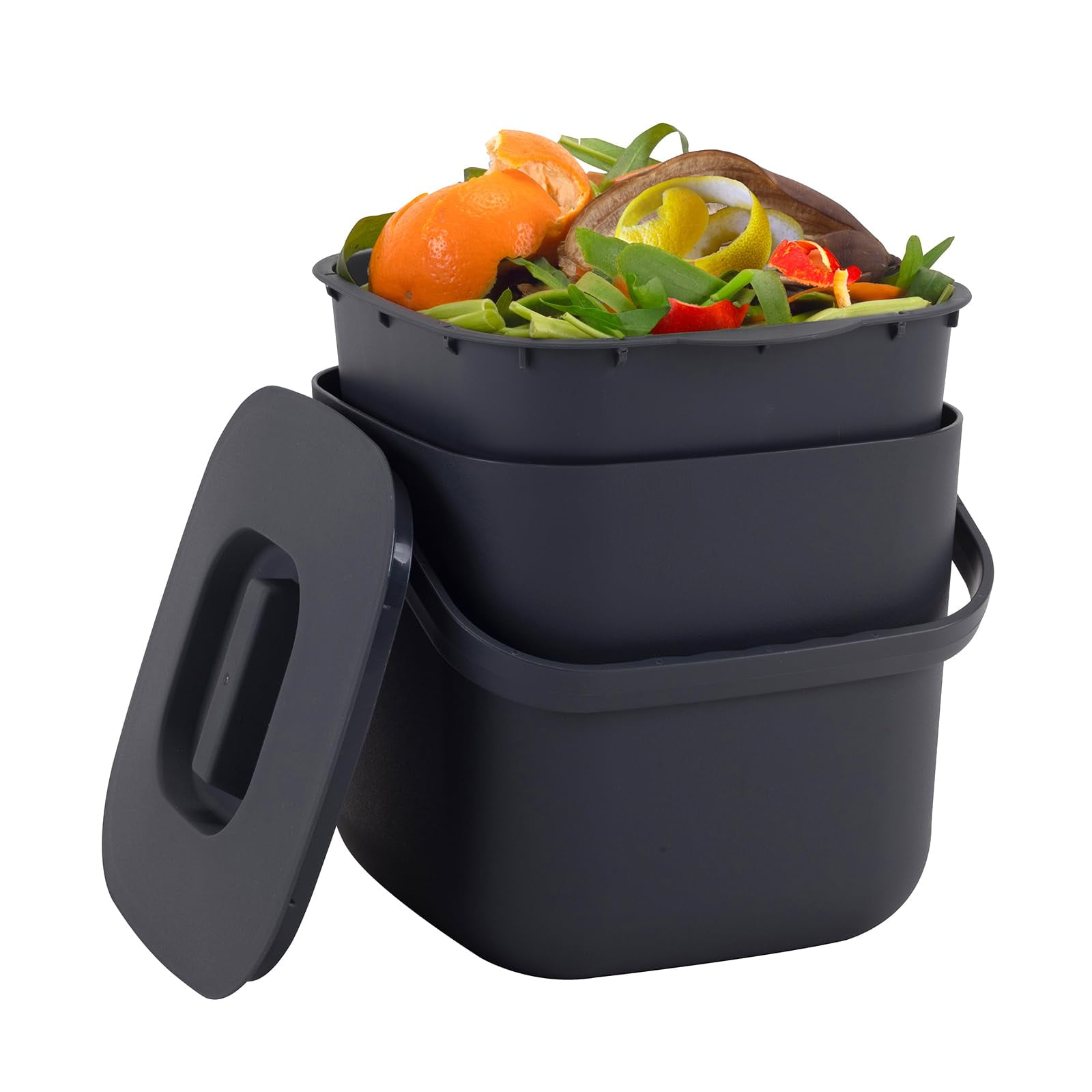 mingol Kitchen Compost Bin with Lid, Plastic Composter for Organic ...
