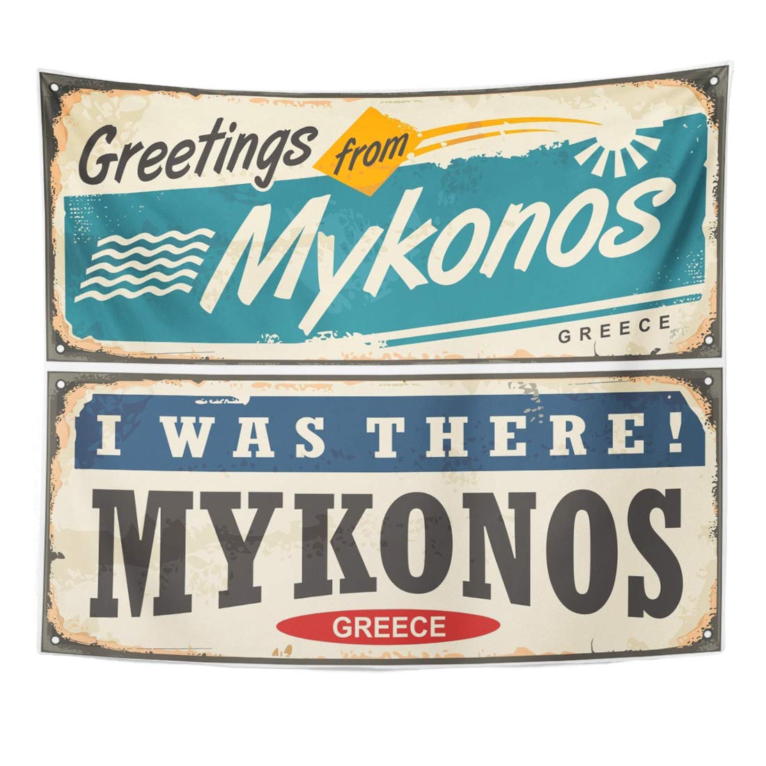 UFAEZU Vintage Greetings from Mykonos Greece Retro Signs Travel Wall ...