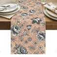 Damask Florals Table Runner, Beige Gray Ornate Vines Buds Pale Ochre ...
