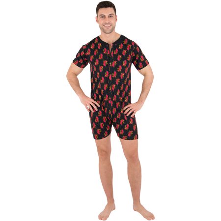 Hot Pepper Cotton One Piece Short Union Suit, Black, L | Walmart Canada