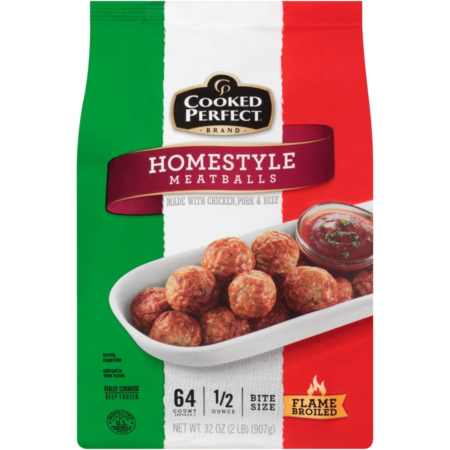 Cooked Perfect Homestyle Bite Size Meatballs 64 Ct 32 Oz Walmart