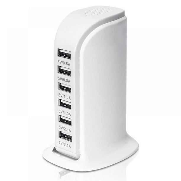 6 USB Ports 6A 30W Rapid Charging Hub Station Desktop Charge Tower for ...