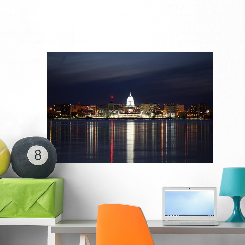 Skyline Madison Wisconsin Night Wall Mural by Wallmonkeys Peel and ...