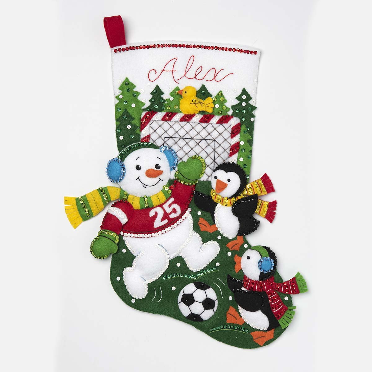 Bucilla Felt Stocking Applique Kit 18" Long-Snowman Soccer Fan ...