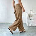Antinious Women Solid Zipper Button Soft Wide Leg Office Daily Full ...