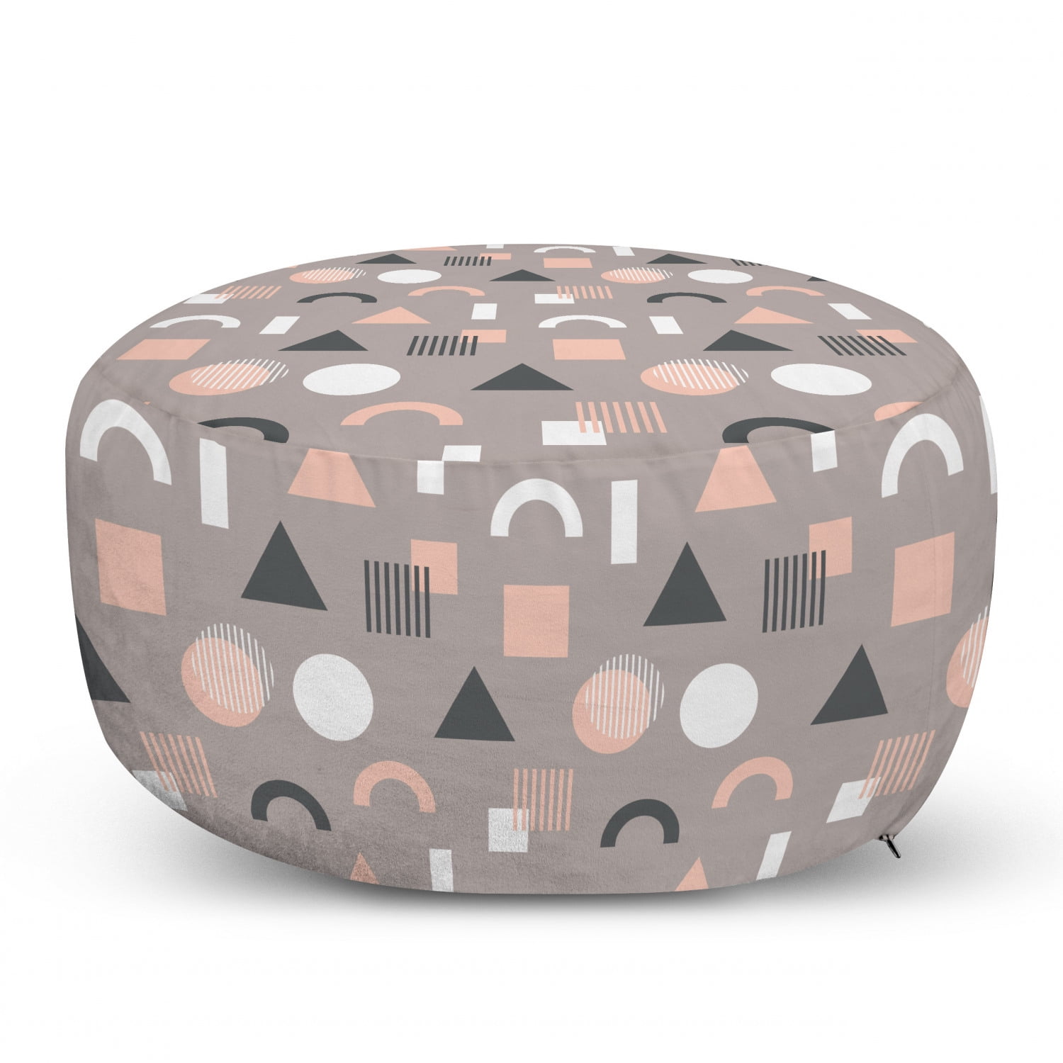 Geometric Pouf Cover with Zipper, Minimalist Design Simple Geometric ...