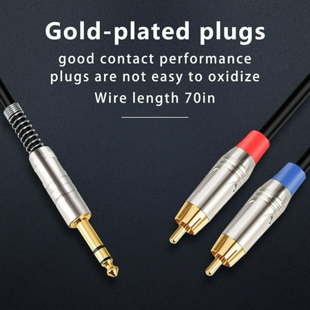 6.35mm TRS Male to Dual RCA to Dual Audio Cable Adapter Theater System ...