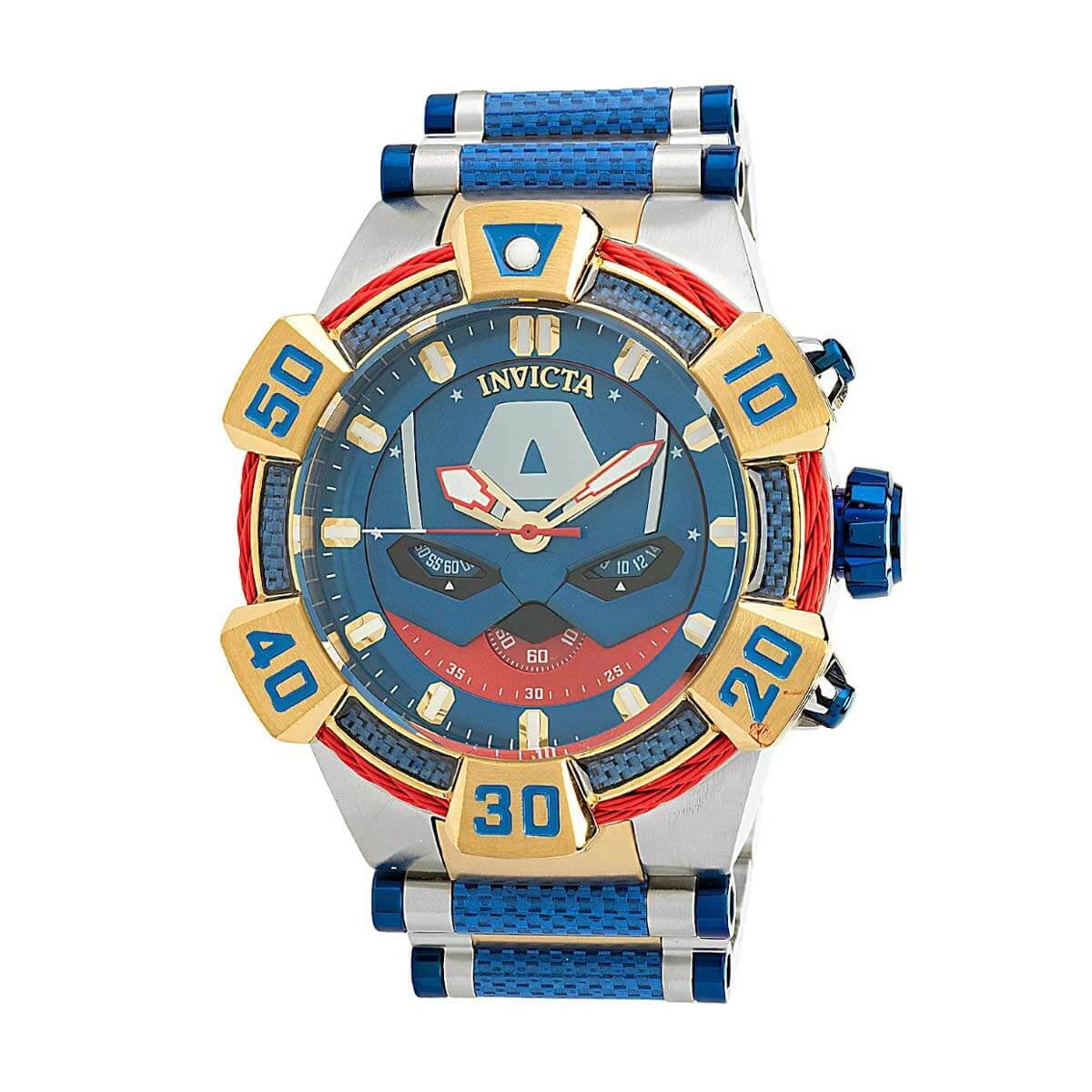 Invicta 38385 Men's Marvel Captain America Silver Tone Case Watch ...