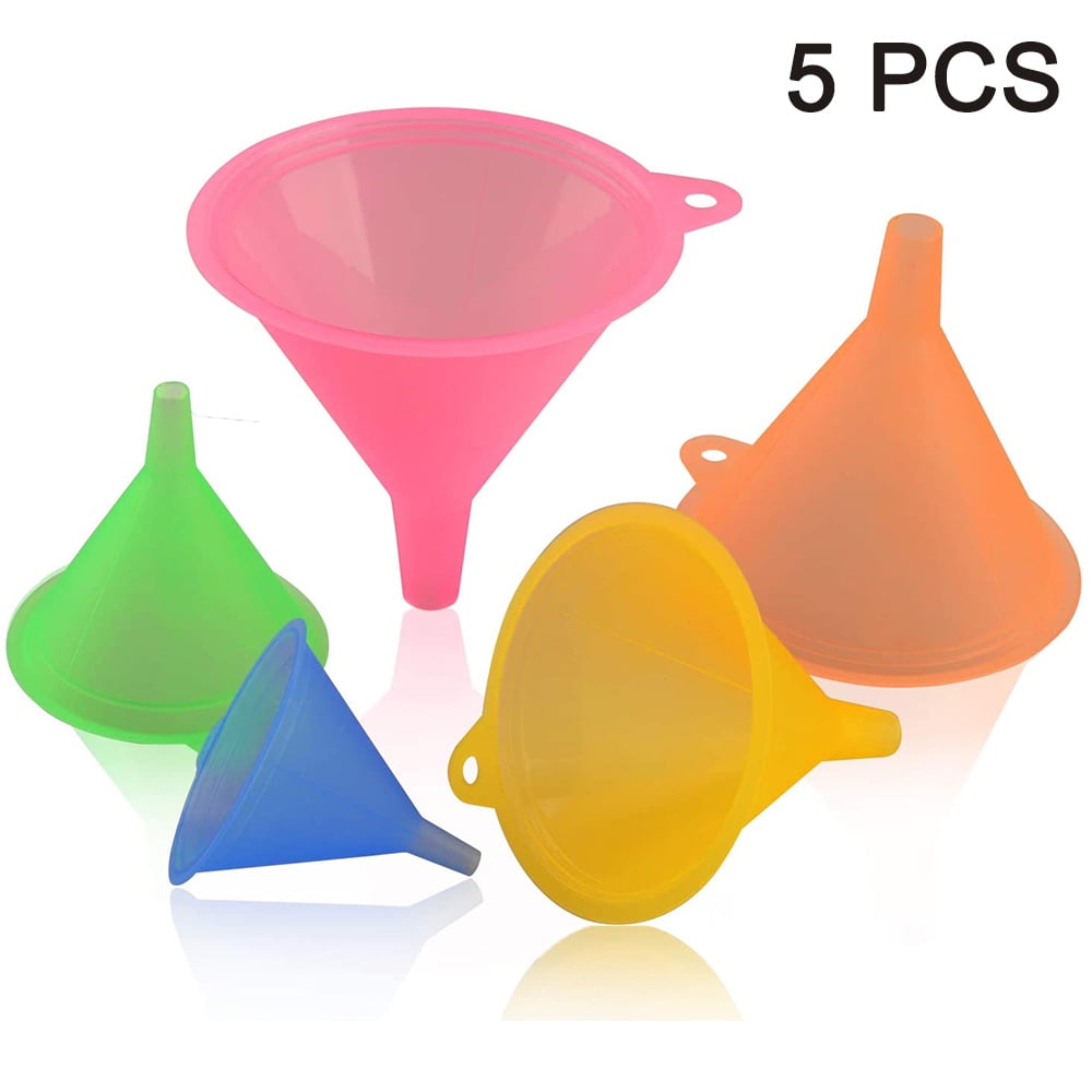5 Sizes Candy Colors Plastic Funnel Set for General Purpose, Lab Car ...