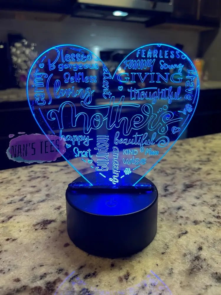 Mother's Day Engraved Clear Acrylic 3D LED Night Light with Base and ...