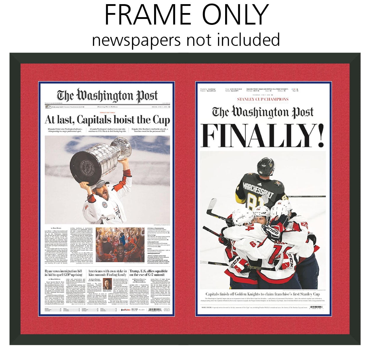 12.5x22 Newspaper Frame - with Red and Blue Double Mat - Made to ...