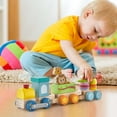 Costway Wooden Stackable Train Set Kids Educational Fun Cars with ...