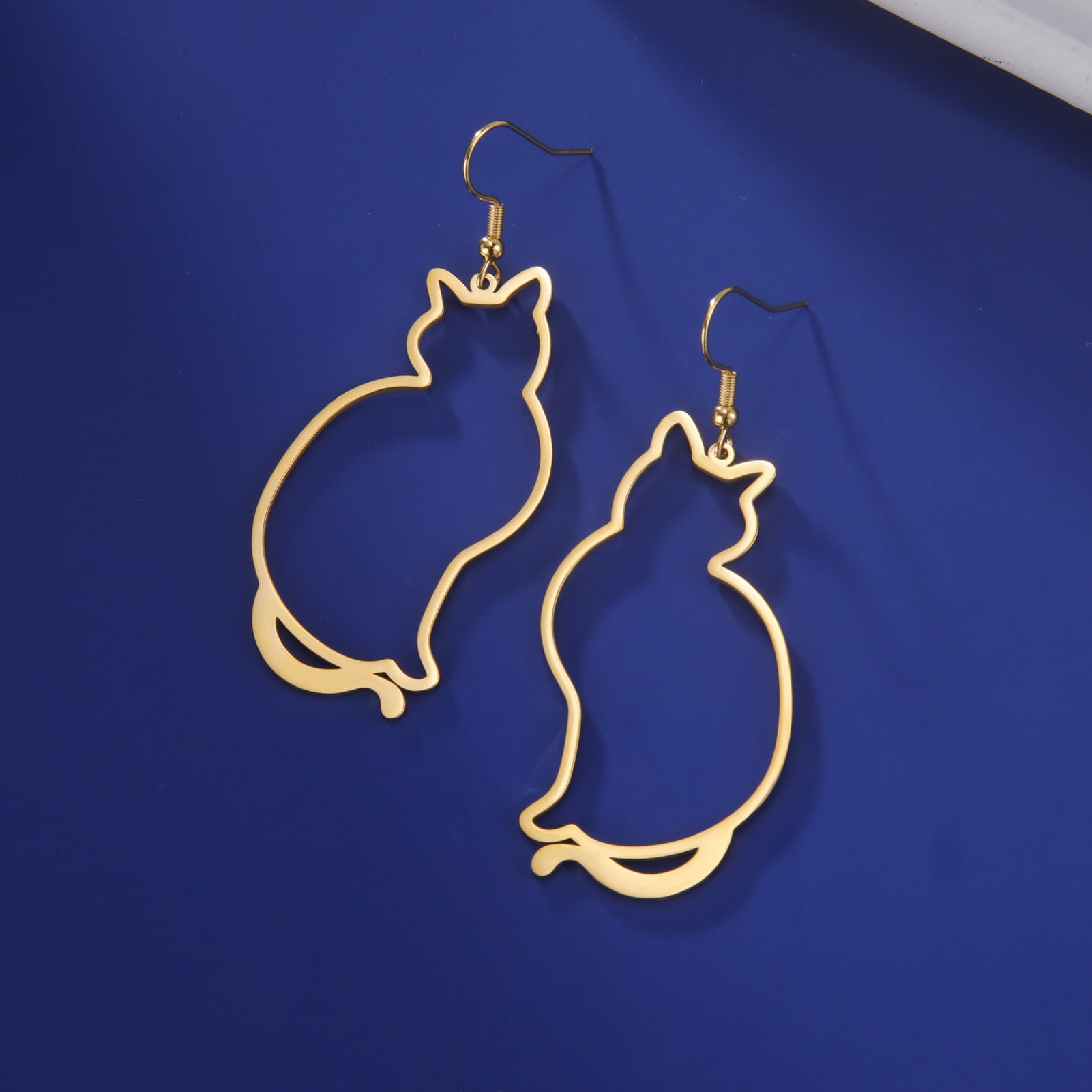 EUEAVAN Gold Cute Cat Kitten Earrings for Women Stainless Steel Animal ...