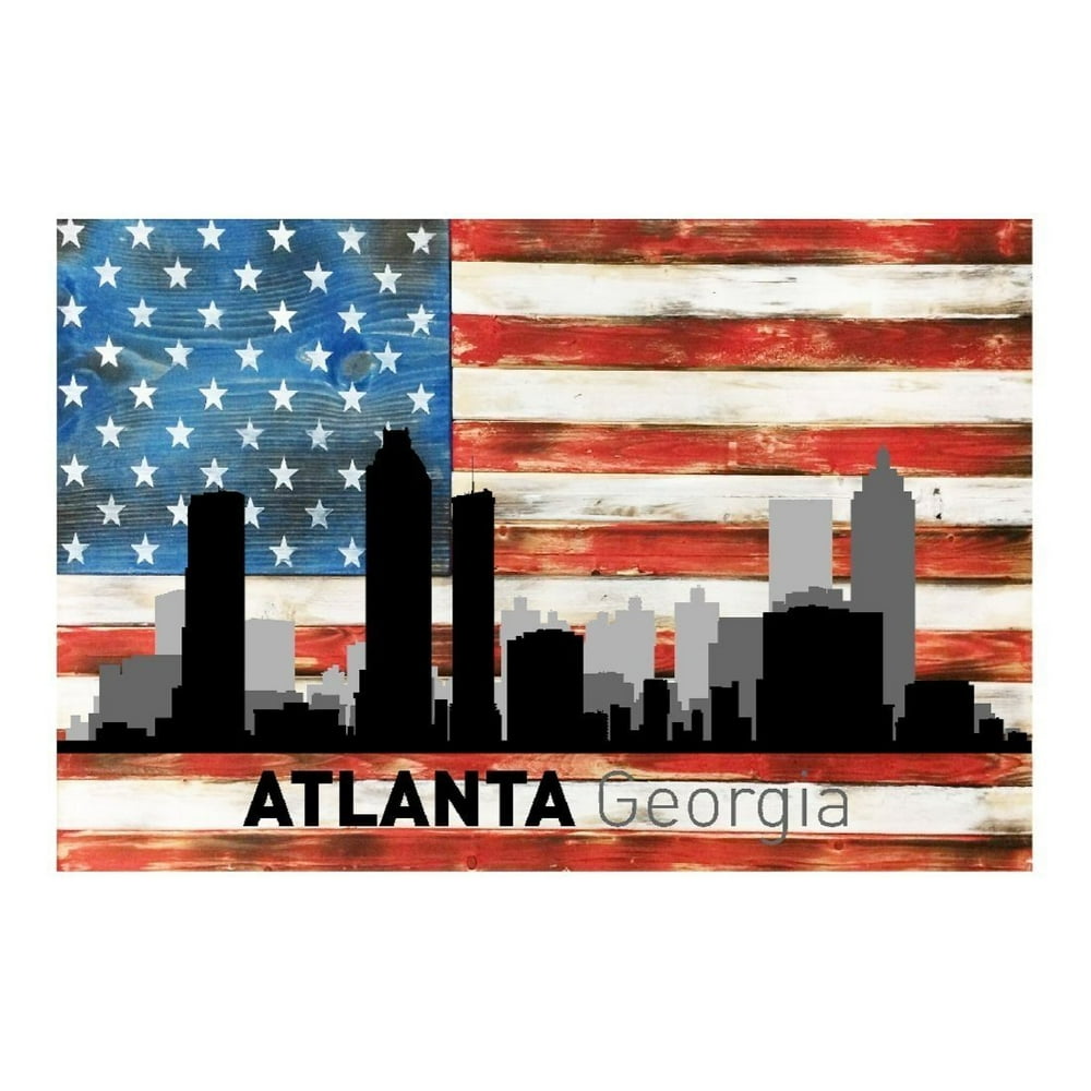 Atlanta Georgia City Skyline USA Flag Metal Sign Home Decor - 12 ...