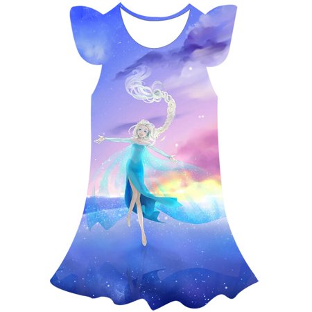 Disney Frozen Elsa princesse dessin animé robe 3D imprimer filles robe ...