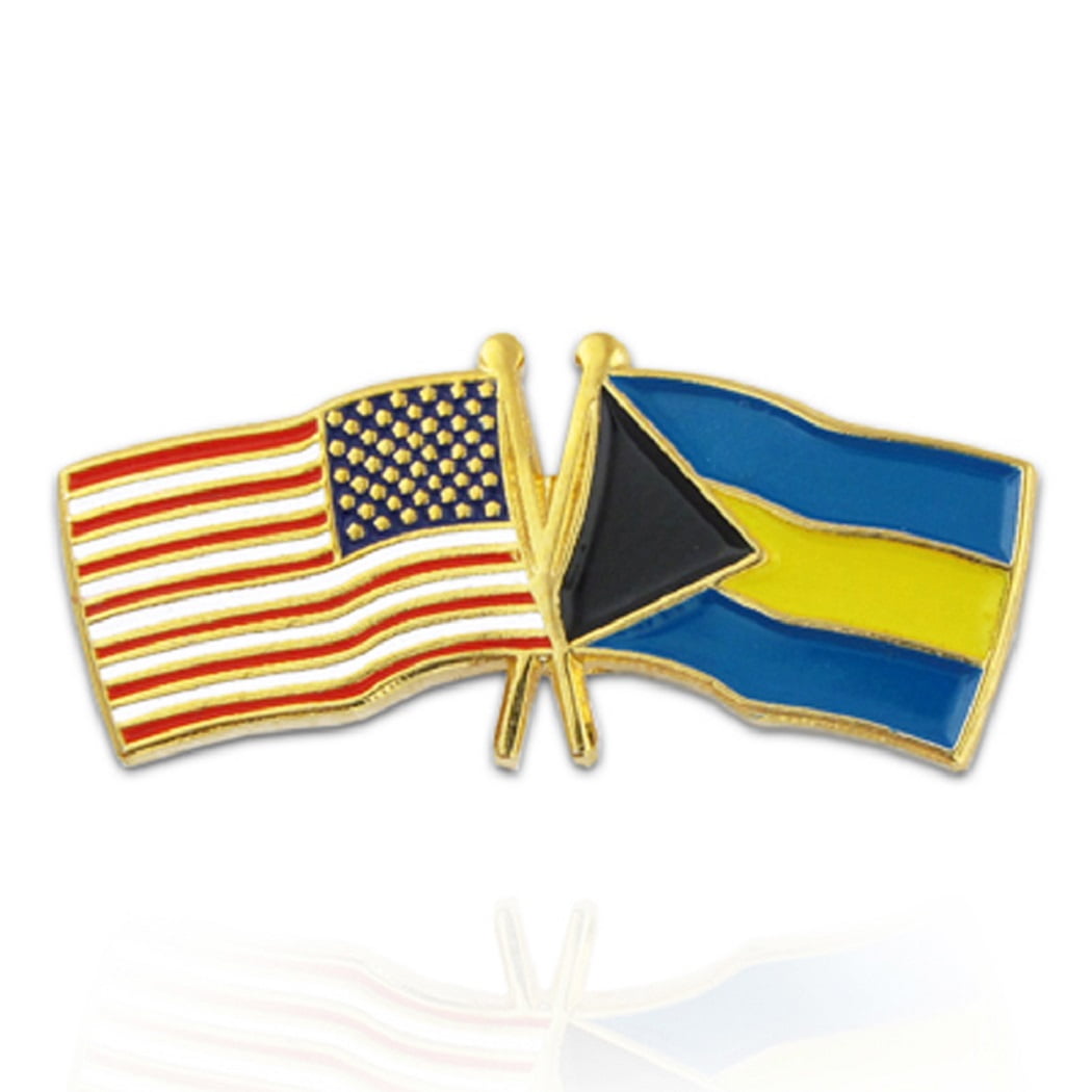 PinMart's USA and Bahamas Crossed Friendship Flag Enamel Lapel Pin ...