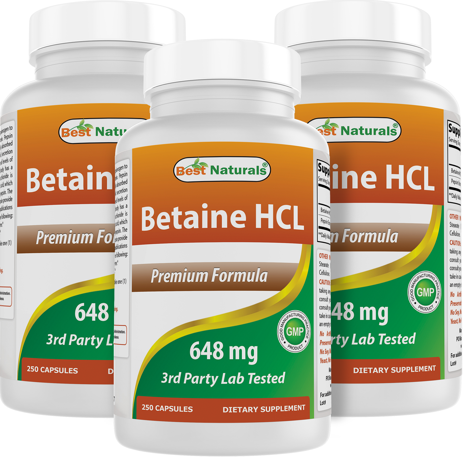 Best Naturals Betaine HCL 648 mg 250 Capsules - Walmart.com