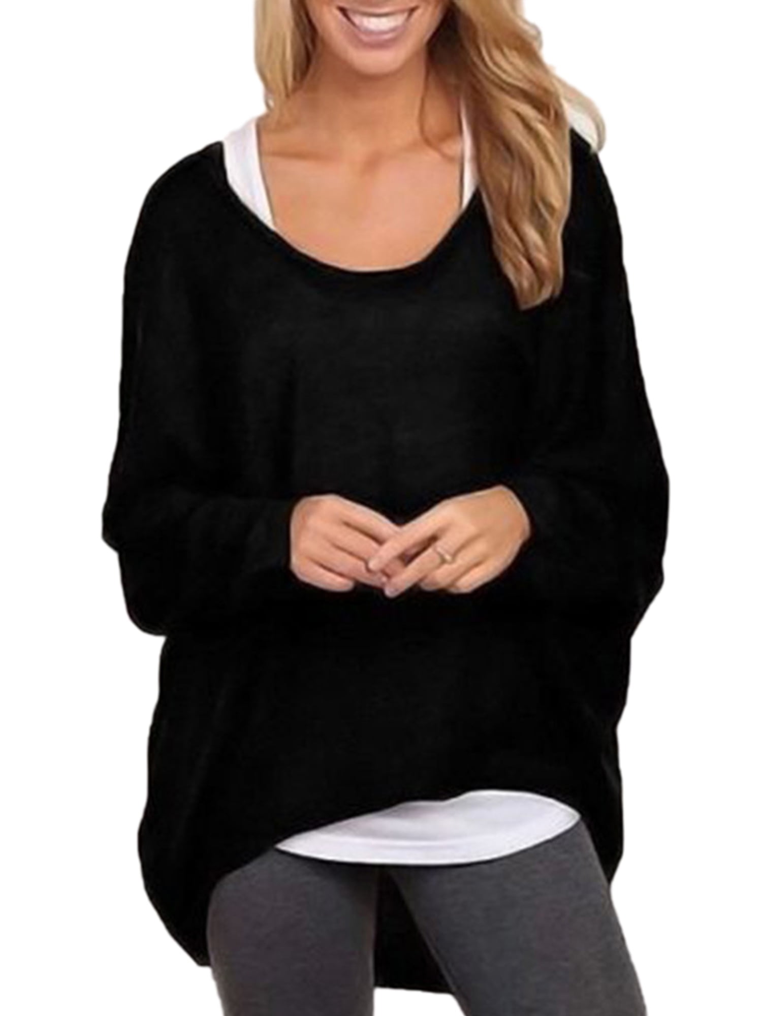 UKAP Women Oversized Loose Sweater Autumn Long Dolman Sleeve Top ...