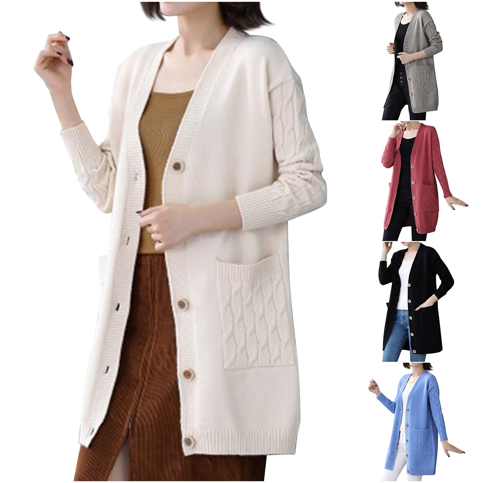 Click here for Wrkekc Womens Longline V Neck Cardigan Sweater Ope... prices