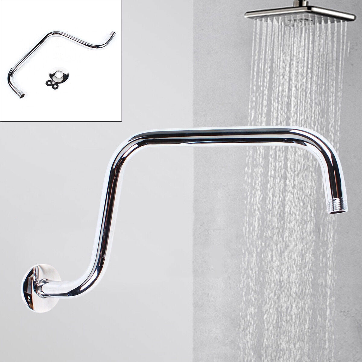 DENEST "S" Shaped Shower Head Extension Arm Wall Mounted Gooseneck ...