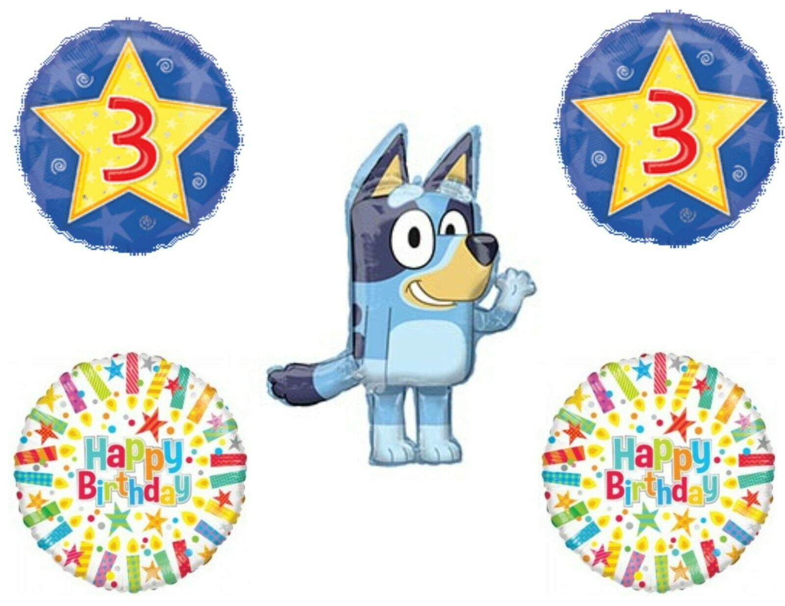 Bluey 3rd Third Happy Birthday Party Balloons Decorations Supplies ...