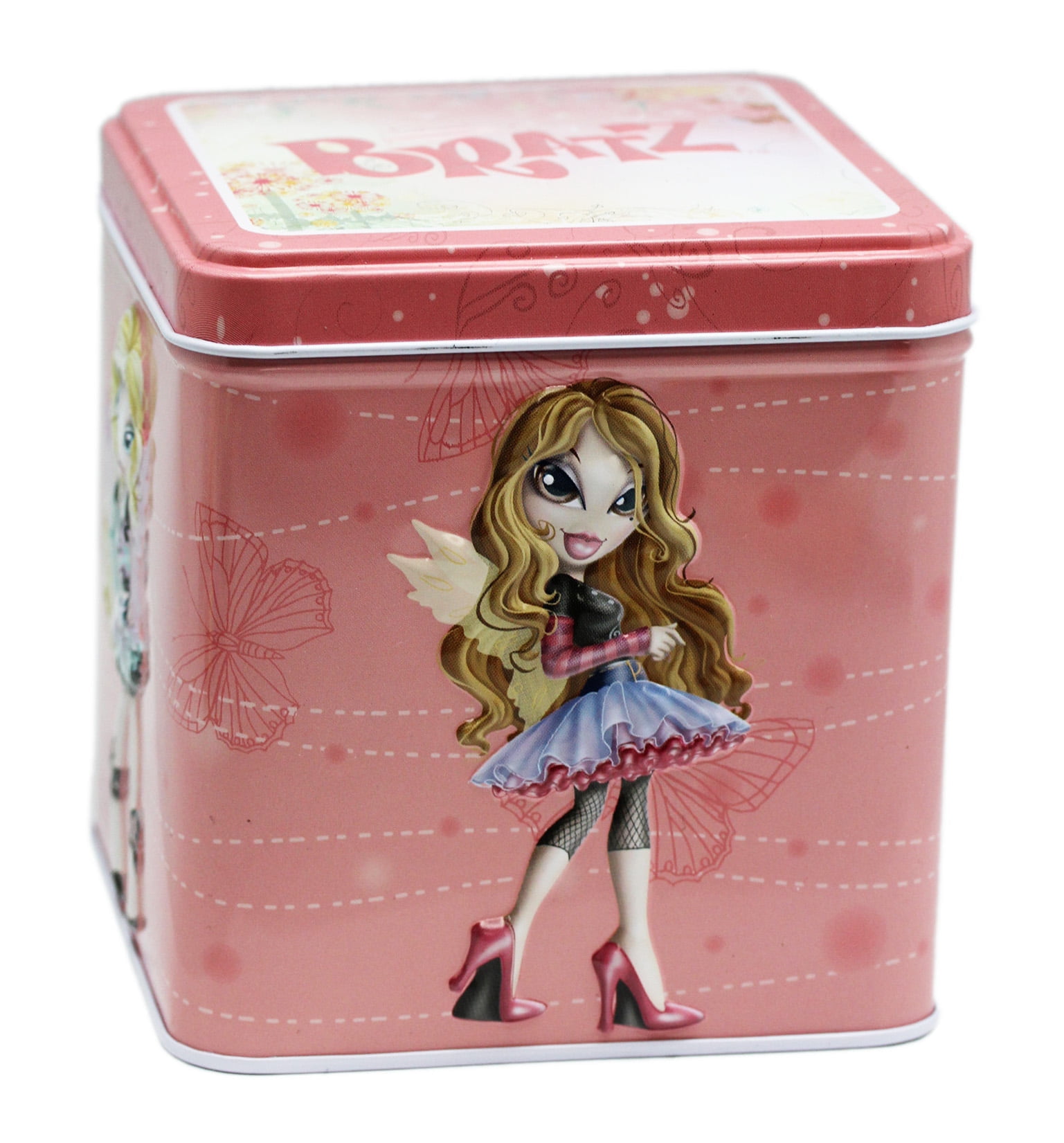 Bratz Raised Surface Characters Light Pink Floral Tin Storage Box ...