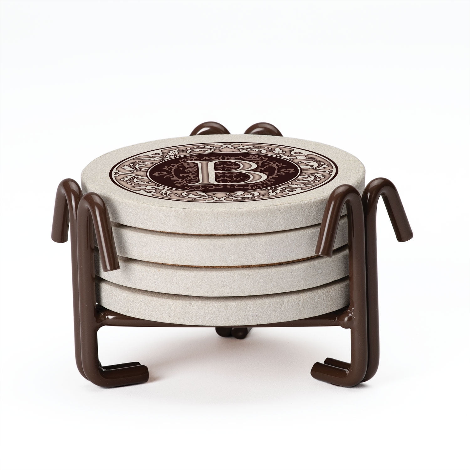 Thirstystone 4-Pack Monogram Letter B Sandstone Coasters in Holder ...