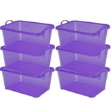 LIFE STORY 13.75 Gallon Stackable Plastic Storage Boxes, Purple, 6 ...