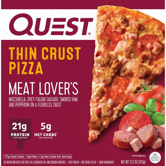 Quest Thin Crust Pizza, Pepperoni, High Protein 11.4oz (Frozen Pizza ...
