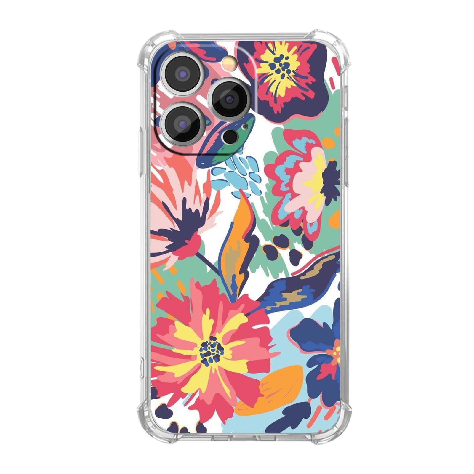 Blue Flower Case for iPhone 13 Pro,Aesthetic Colourful Floral Pattern ...