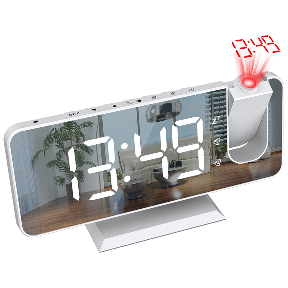 Reloj Despertador Doble Reloj Electrónico Proyección Espejo LED Espejo ...