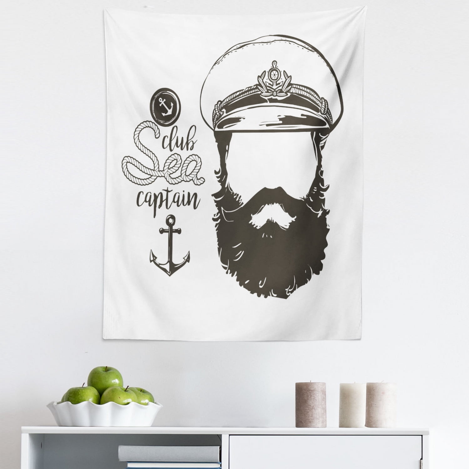 Ocean Tapestry, Portrait of a Faceless Captain with Hat and Beard ...