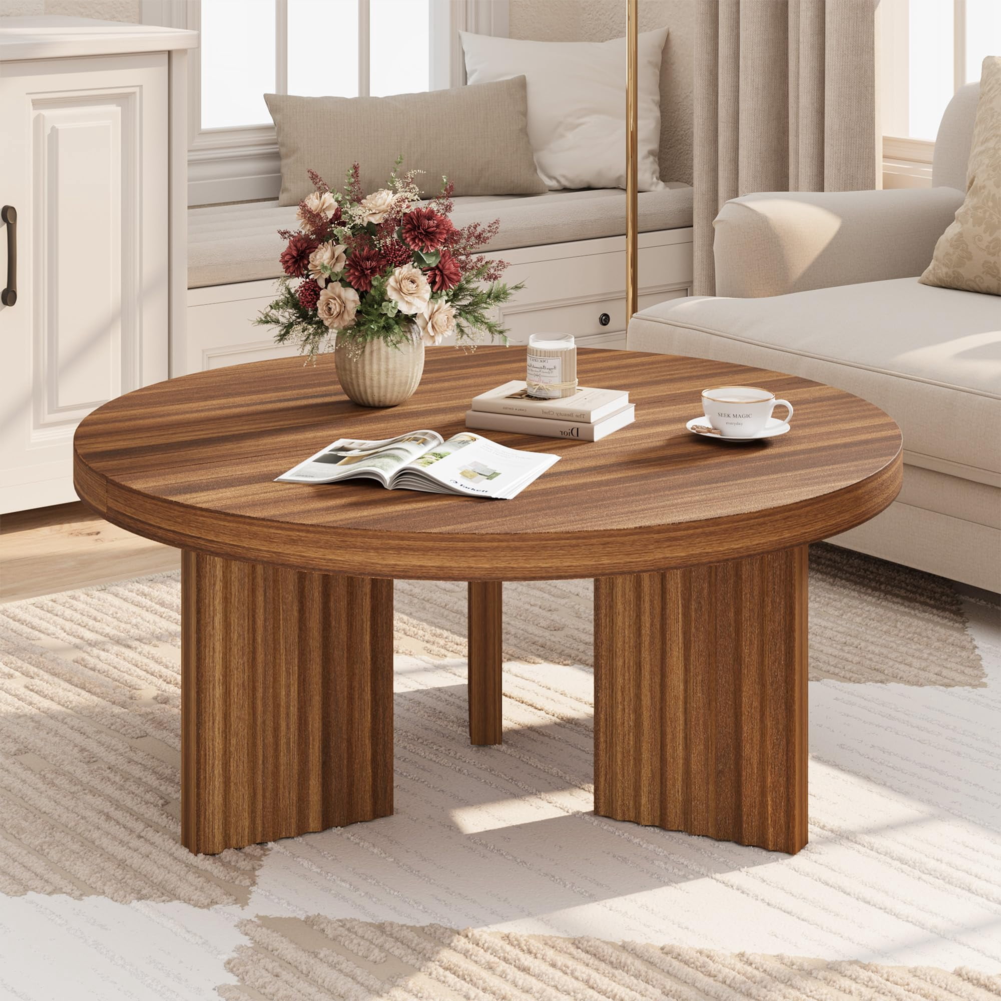 Click here for Beesclover 33.4 Small Round Coffee Table With 1.3... prices