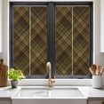 Brown Plaid Window Privacy Film, Rustic Farmhouse Abstract Frosted ...