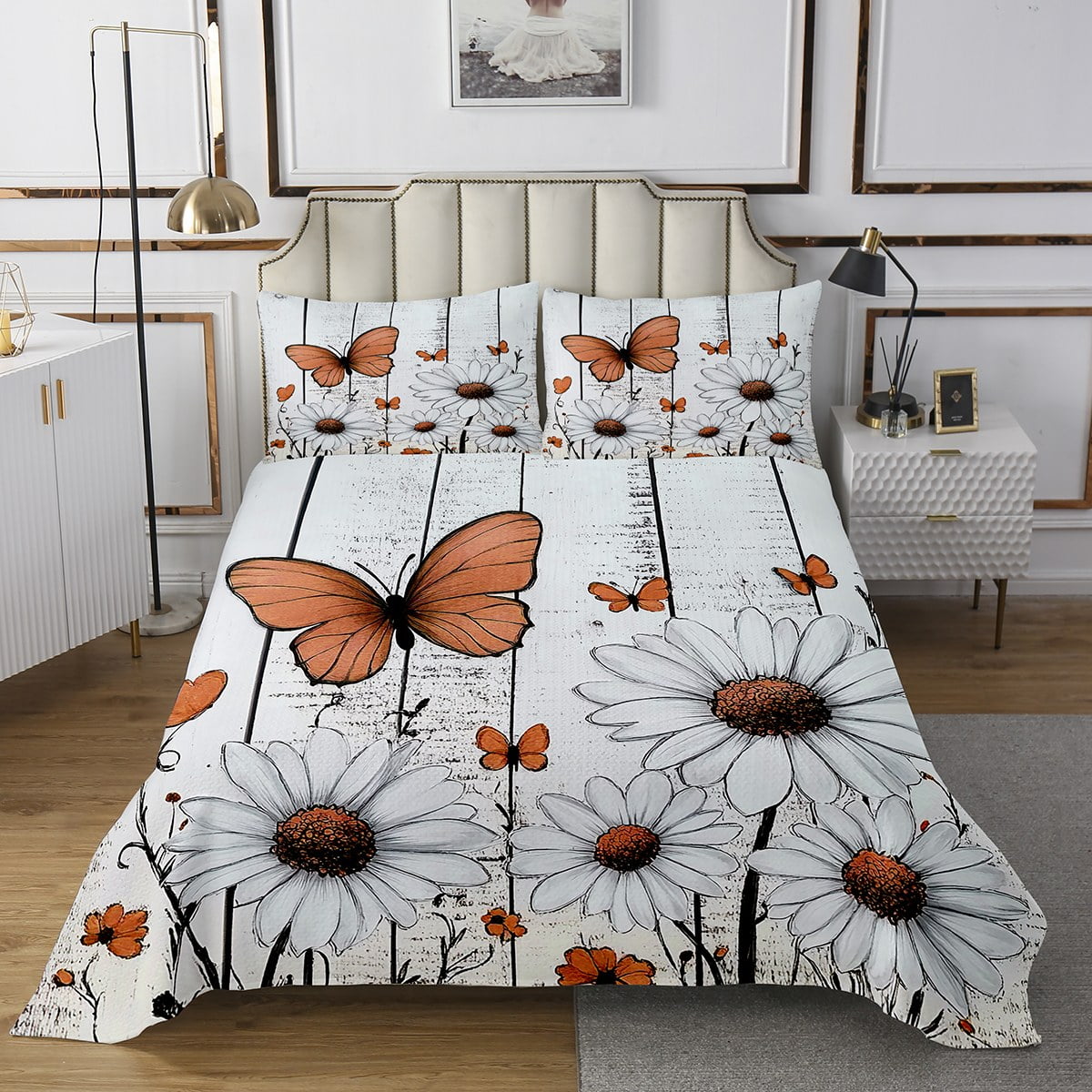 Click here for Erosebridal Orange Butterfly Quilt Sets For Queen... prices