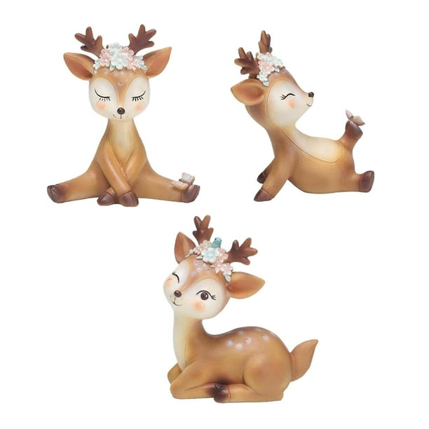 3pcs Miniature Deer Figurine Statue for Home Bedroom Living Room ...